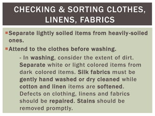 washing and ironing, linens and fabrics | PPTX
