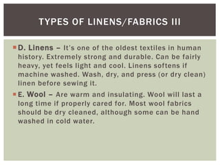 washing and ironing, linens and fabrics | PPTX