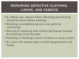 washing and ironing, linens and fabrics | PPTX