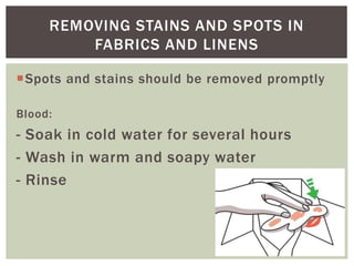 washing and ironing, linens and fabrics | PPTX