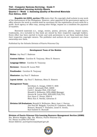 TLE-TVL_ICT(CSS)9_Q1_CLAS1_Assessing-Quality-of-Received-Materials ...
