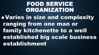 Tle 10 l1 food service organization | PPTX | Food Industry | Industries