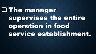 Tle 10 l1 food service organization | PPTX | Food Industry | Industries