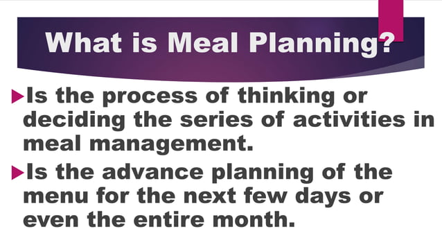 Tle 10 l1 menu planning | PPTX