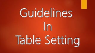 Tle 10 l4 table setting | PPTX