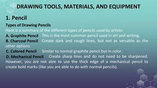 Drawing Tools, Materials, and Equipment | PPTX