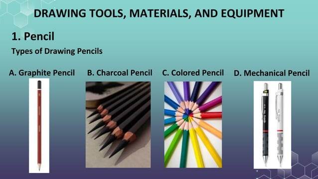 Drawing Tools, Materials, and Equipment | PPTX | Drawing and Sketching | Arts and Crafts