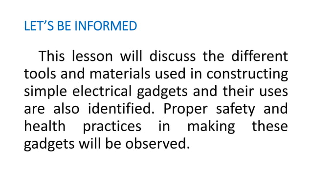 TLE 6 PPT Q3 - Production And Repair Of Simple Electrical Gadgets.pptx ...