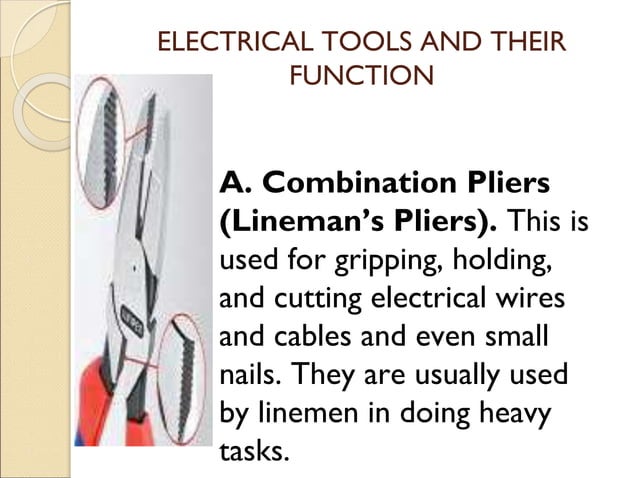 TLE 6 PPT Q4 - Electrical Tools And Its Function.pptx | Woodworking ...