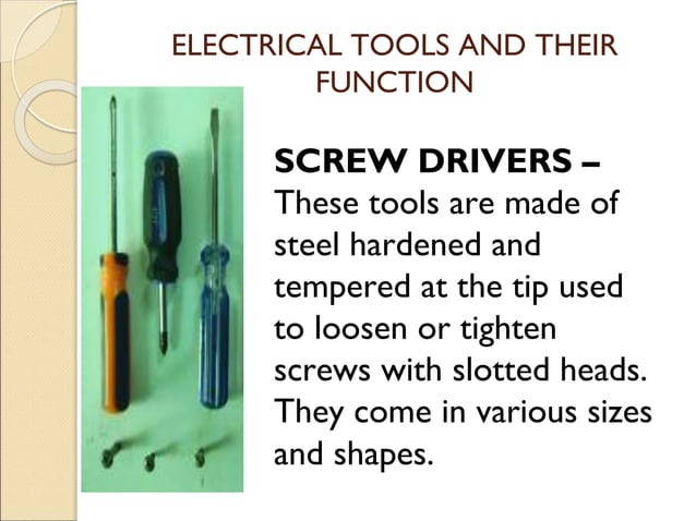 TLE 6 PPT Q4 - Electrical Tools And Its Function.pptx | Woodworking ...