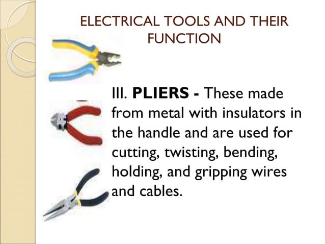 TLE 6 PPT Q4 - Electrical Tools And Its Function.pptx | Woodworking ...