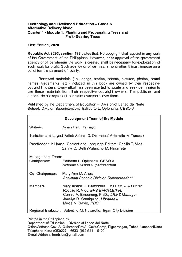 Tle6 q1 mod1_planting_and_propagating_trees_and_fruit-bearing_trees ...