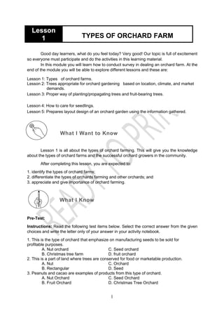 Tle6 q1 mod3_agriculture_conduct_a_surveyonthetypesoforchardfarm_v5 | PDF