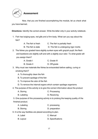 Tle 7 afa food (fish) processing module 5 | PDF