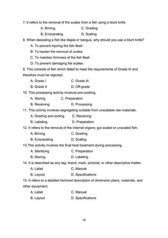 Tle 7 afa food (fish) processing module 5 | PDF | Fish and Aquariums | Pets