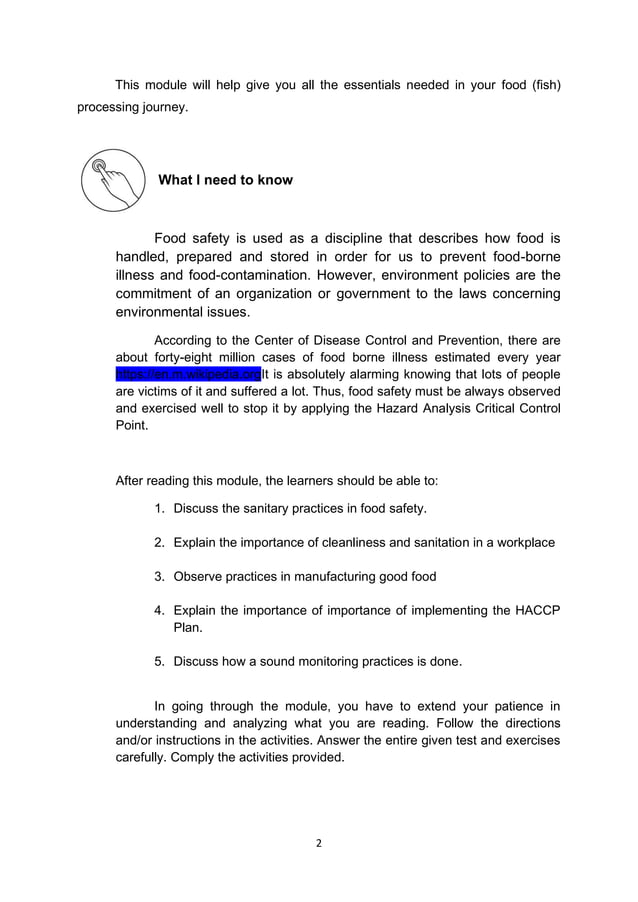 Tle 7 afa food (fish) processing module 8 | PDF