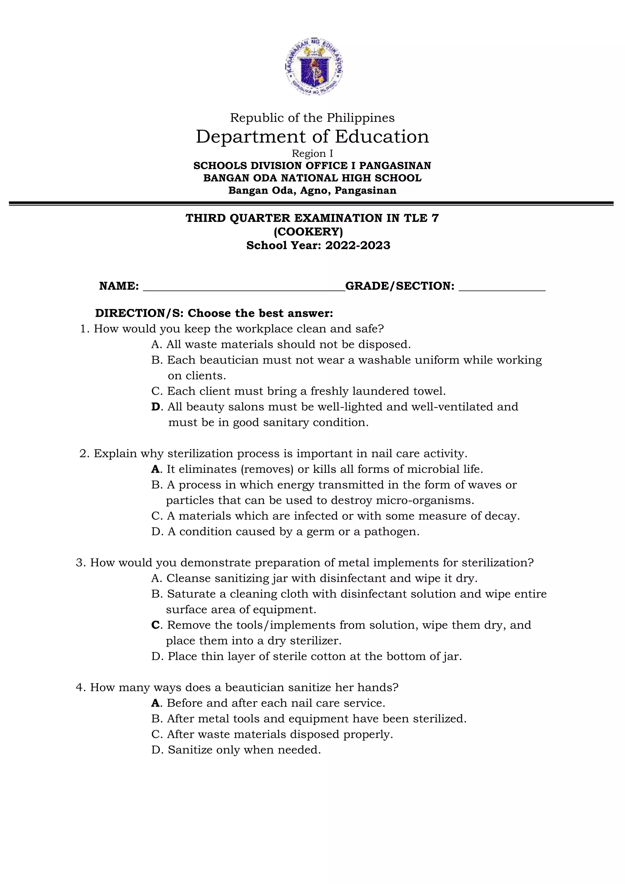TLE 7 COOKERY answer key.docx