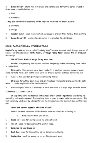 TLE : carpentry and masonry | DOCX