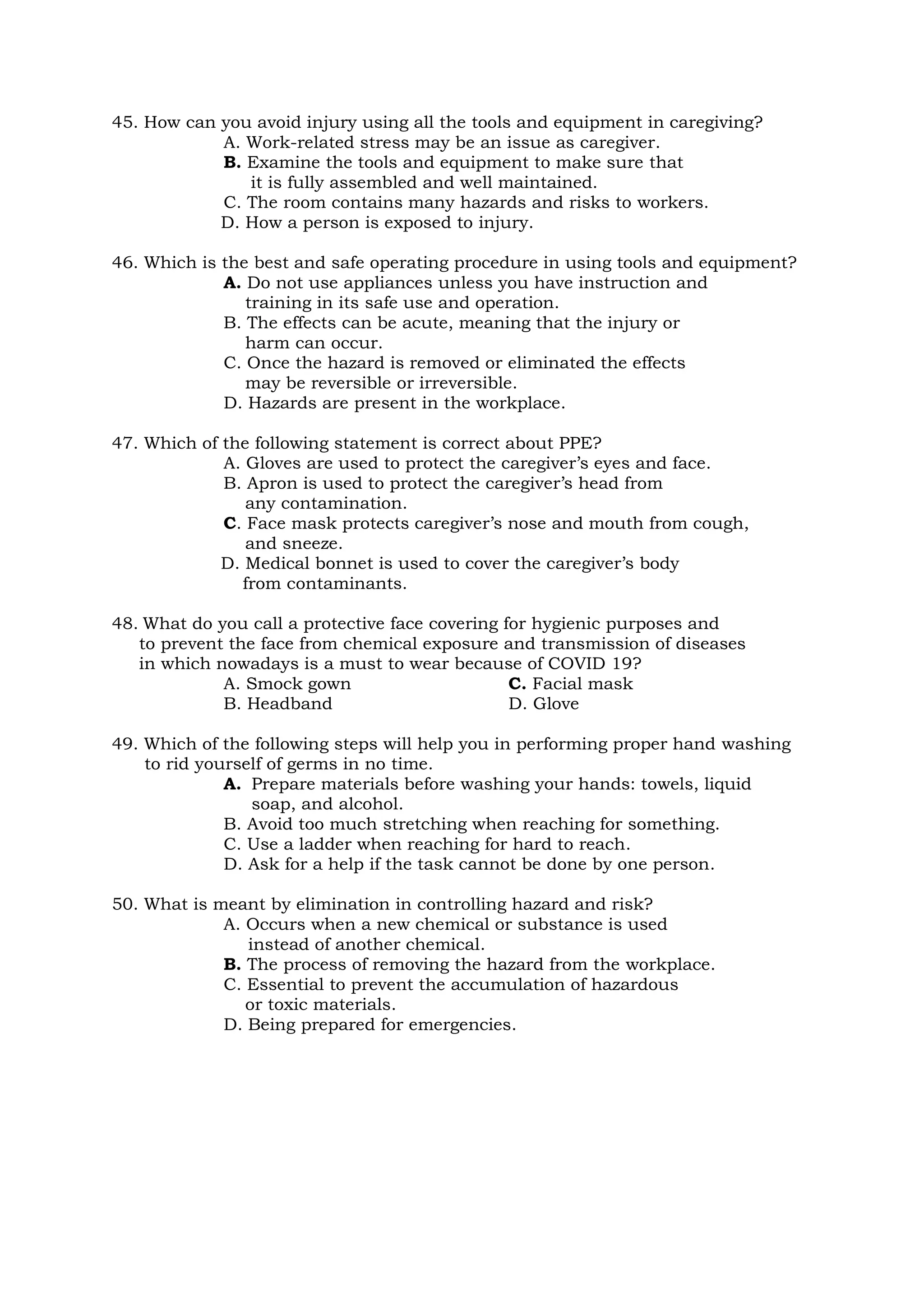 TLE 8 caregiving exam answer key.docx