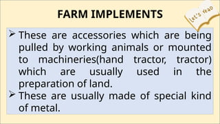 TLE agriculture hand tools for grade 8 students | PPTX
