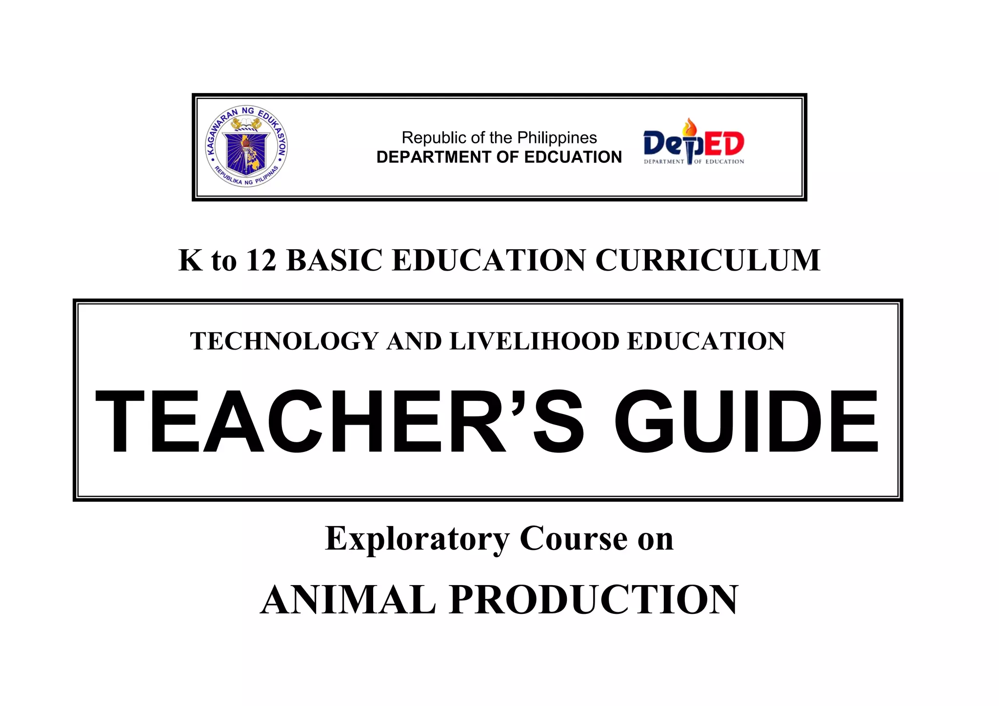 Tle animal production TEAHER's GUIDE | PDF