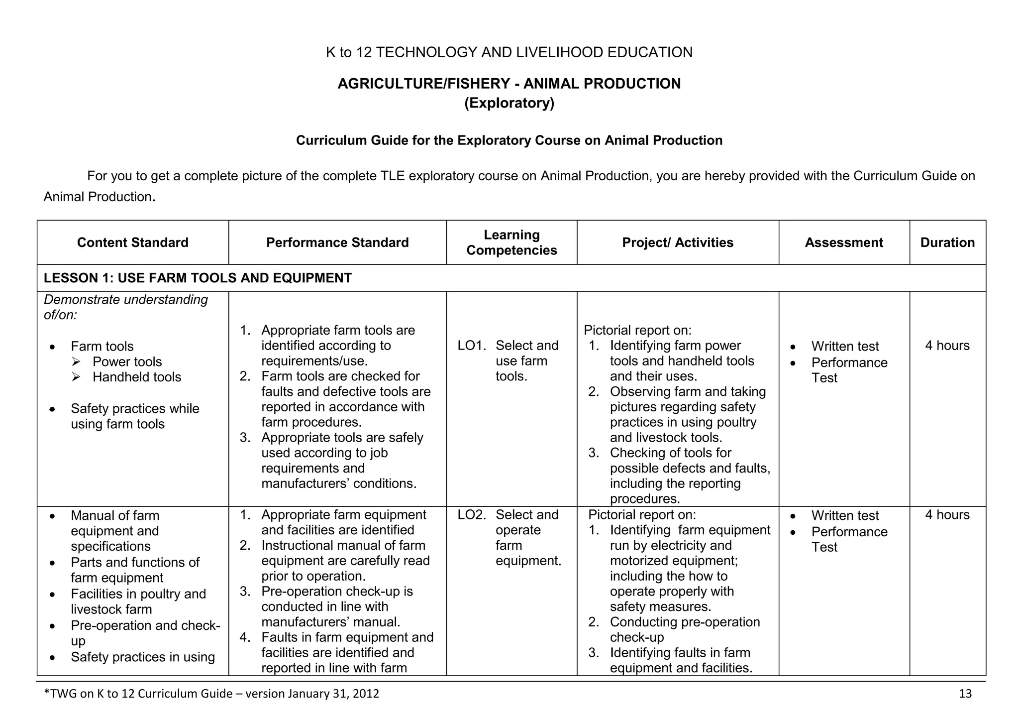 Tle animal production TEAHER's GUIDE | PDF