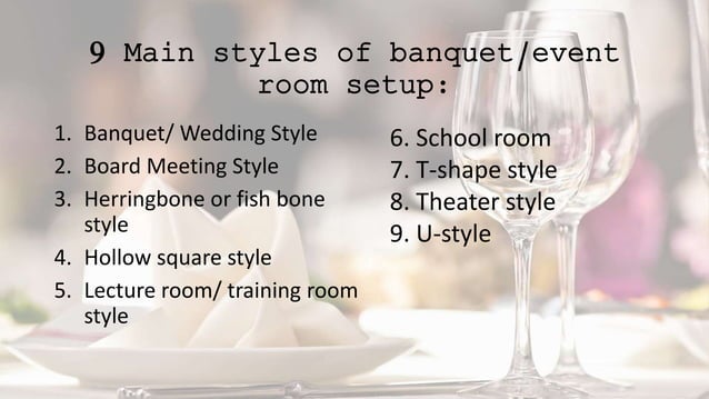 Banquet Set-up Styles | PPTX | Wedding | Personal Celebrations & Life ...