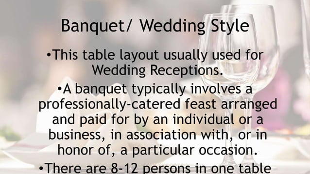 Banquet Set-up Styles | PPTX | Wedding | Personal Celebrations & Life ...