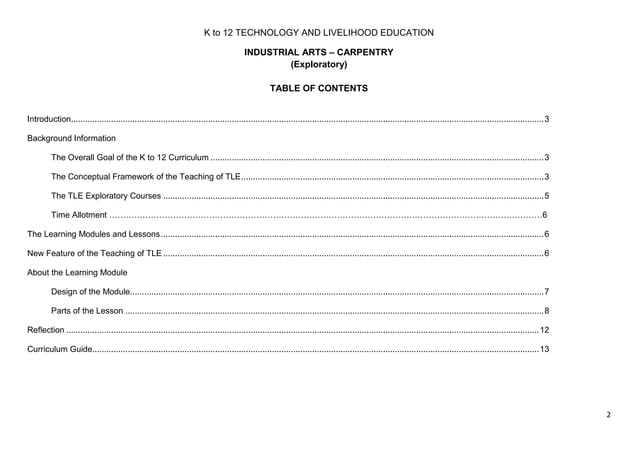 Tle carpentry tg | PDF