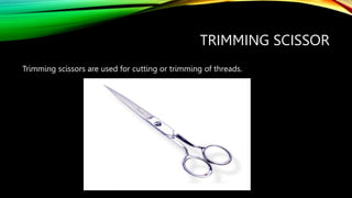 TLE Demonstration Teaching about the BASIC SEWING TOOLS | PPTX | Needlework | Arts and Crafts