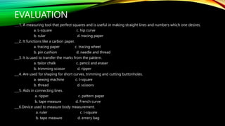 TLE Demonstration Teaching about the BASIC SEWING TOOLS | PPTX