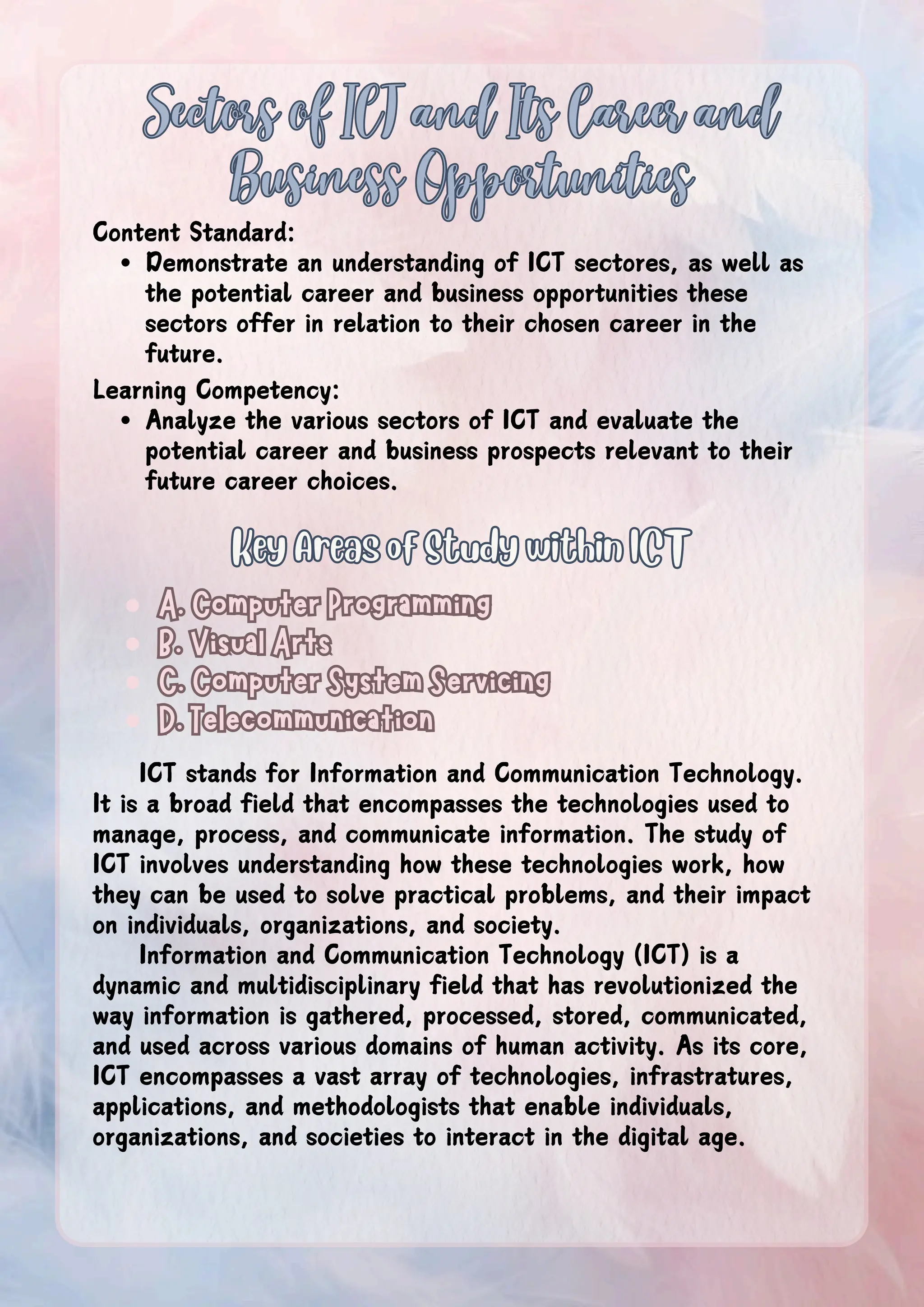 TLE Grade 7 - Sectors of ICT and Its Career and Business Opportunities ...