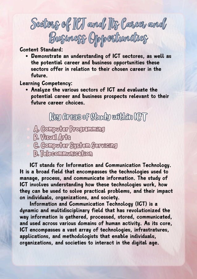 TLE Grade 7 - Sectors of ICT and Its Career and Business Opportunities ...