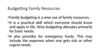 PREPARING AND ALLOCATING OF FAMILLY BUDGET | PPTX