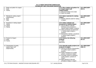 TLE/HE Handicraft Curriculum Guide | PDF
