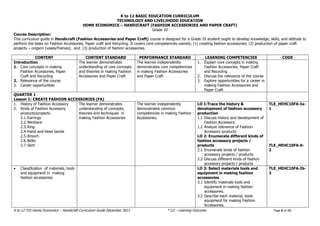 TLE/HE Handicraft Curriculum Guide | PDF