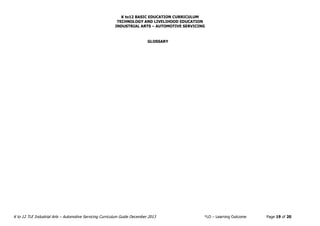 TLE-IA Automotive Servicing Curriculum Guide | PDF