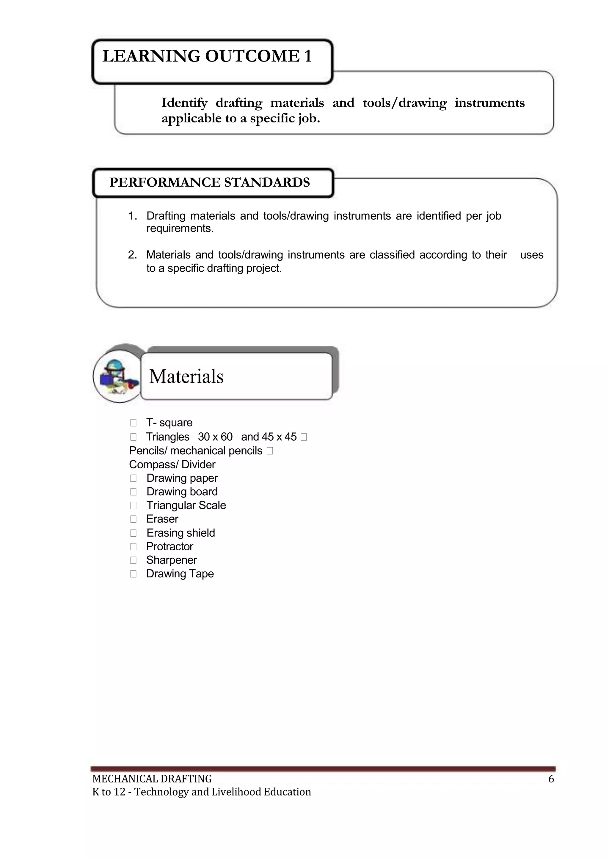TLE - Mechanical Drafting (Learning Module) | PDF