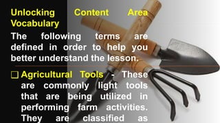 TLE Q2 - Week 1, Lesson 2 Agriculture.pptx