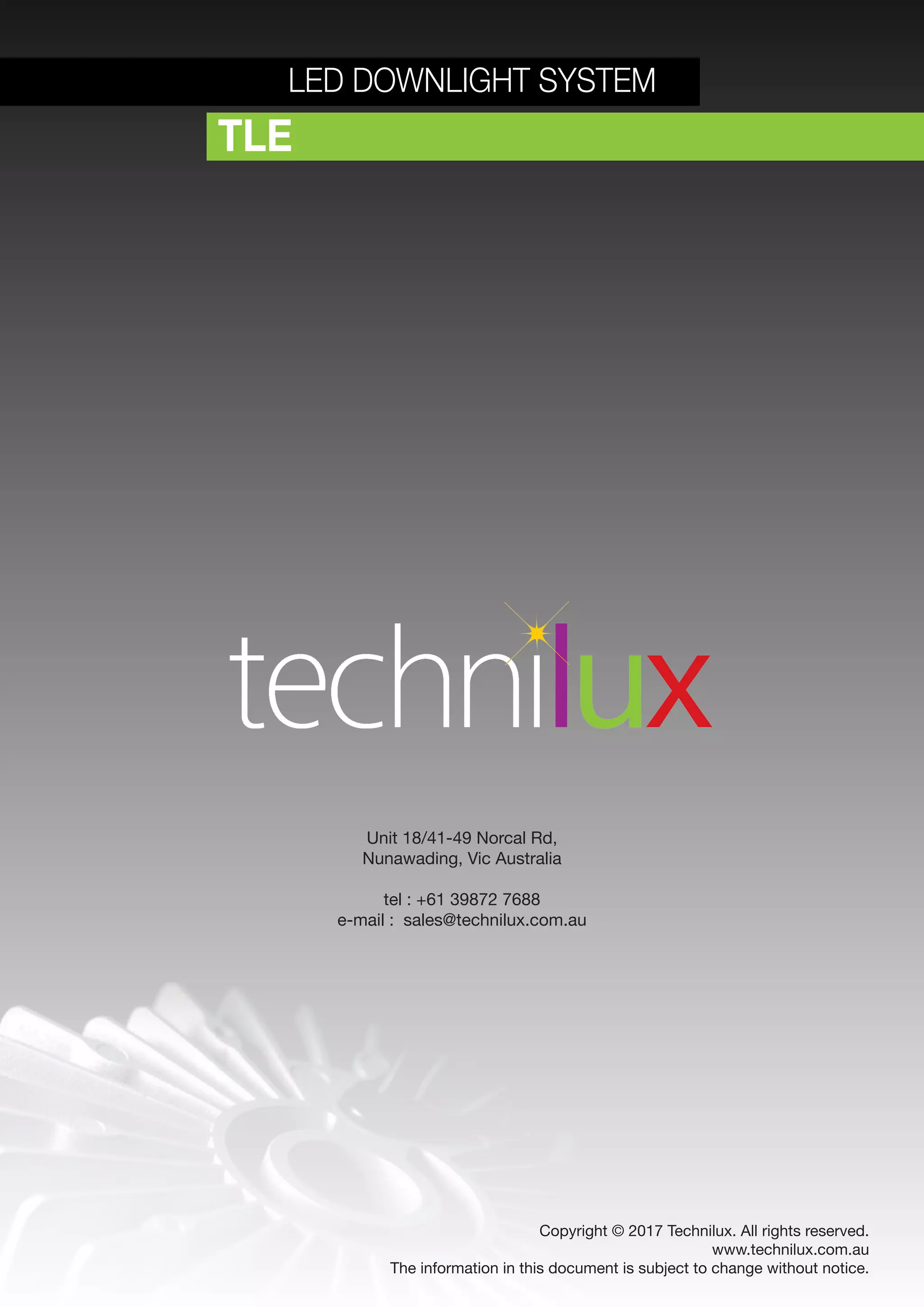 TLE Series LED Downlight System in Australia by Lighting Technology | PDF