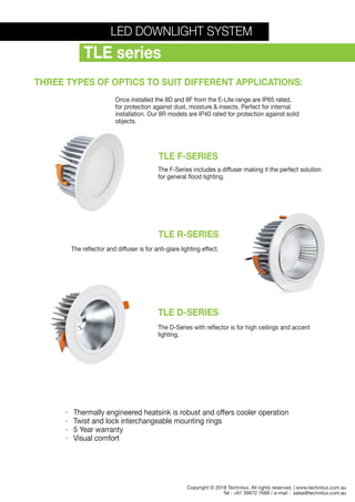 TLE Series LED Downlight System in Australia by Lighting Technology | PDF