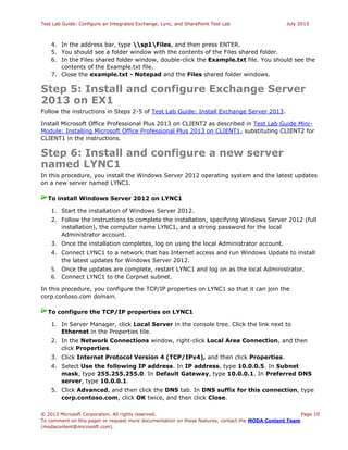 Configure an Integrated Exchange, Lync, and SharePoint Test Lab | PDF ...