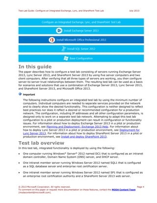 Configure an Integrated Exchange, Lync, and SharePoint Test Lab | PDF ...