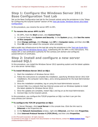 Configure an Integrated Exchange, Lync, and SharePoint Test Lab | PDF ...