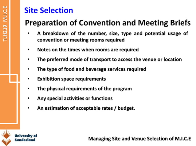 TLH219-Managing Site and Venue Selection for M.I.C.E.ppt