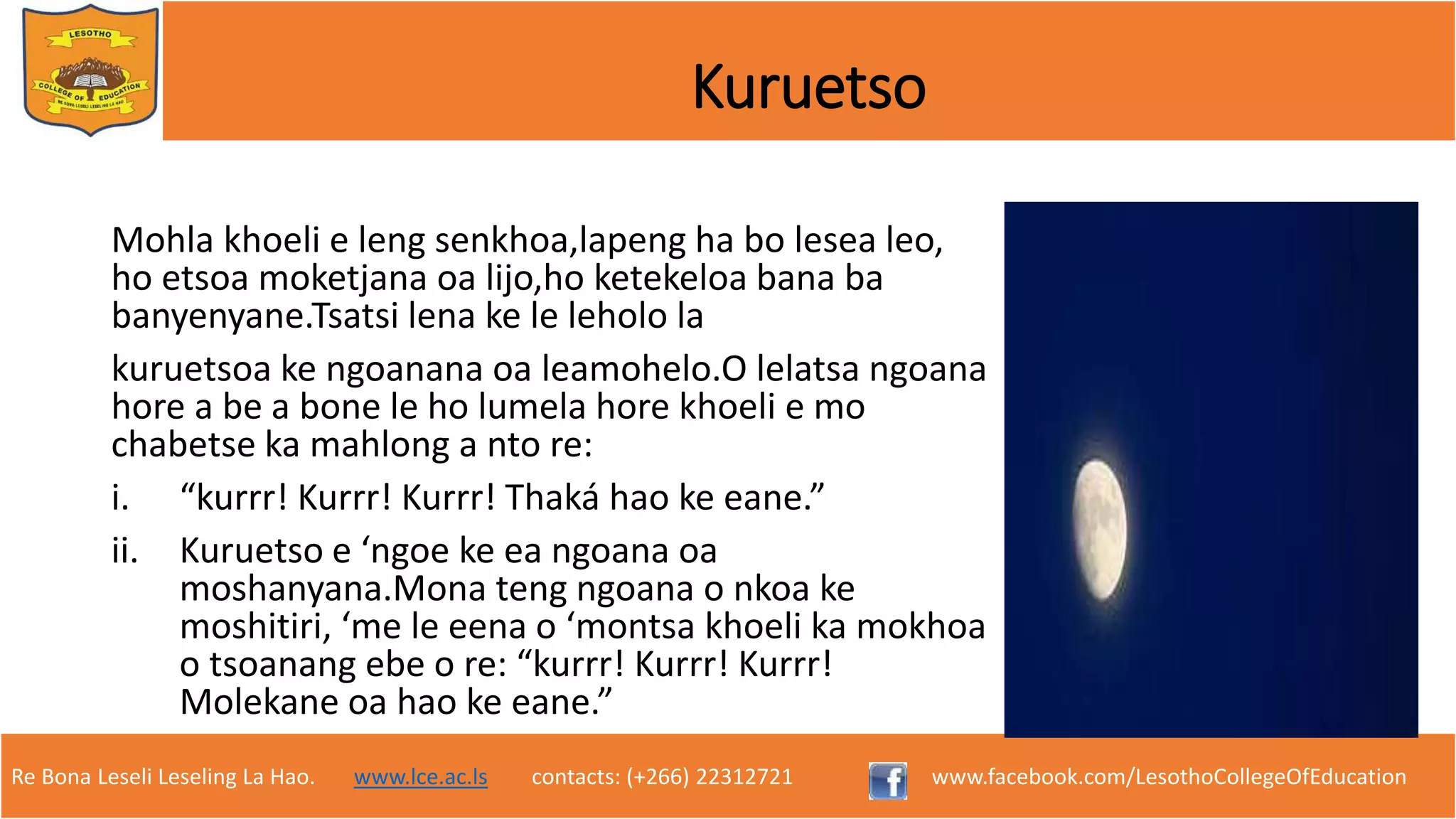 Tlhaho le kholo ea ngoana oa mosotho | PPTX