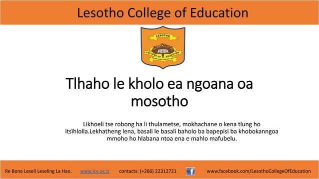 Tlhaho le kholo ea ngoana oa mosotho | PPTX