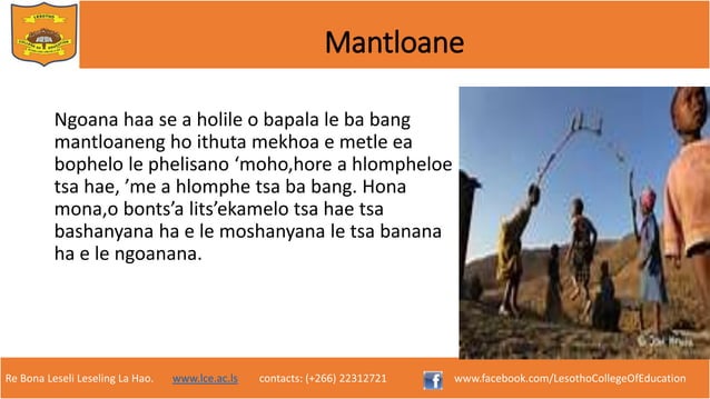 Tlhaho le kholo ea ngoana oa mosotho | PPTX