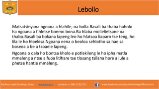 Tlhaho le kholo ea ngoana oa mosotho | PPTX