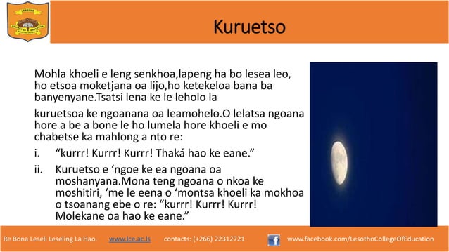 Tlhaho le kholo ea ngoana oa mosotho | PPTX